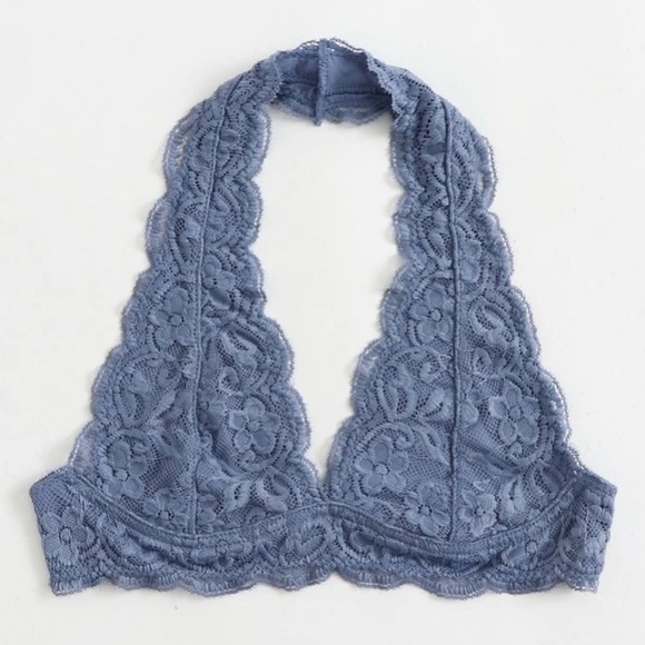 Intimates & Sleepwear | Blue Lace Halter Neck Bralette Adjustable Back ...